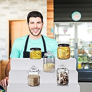 CiaoHER Large Acrylic Wine Liquor Bottle Rack 3 Tier White Countertop Riser Display for Bar Coffee Leisure Station Retail Store Shop Grocery Collection Organizer Stand (16''-1pack)