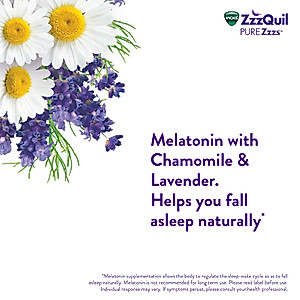 ZzzQuil PURE Zzzs Melatonin Gummies, Sleep Aid, Melatonin 2mg, with Chamomile & Lavender, Melatonin Sleep Gummies, Sleep Aids for Adults, Wildberry Vanilla Flavored, 24 Sleep Gummies