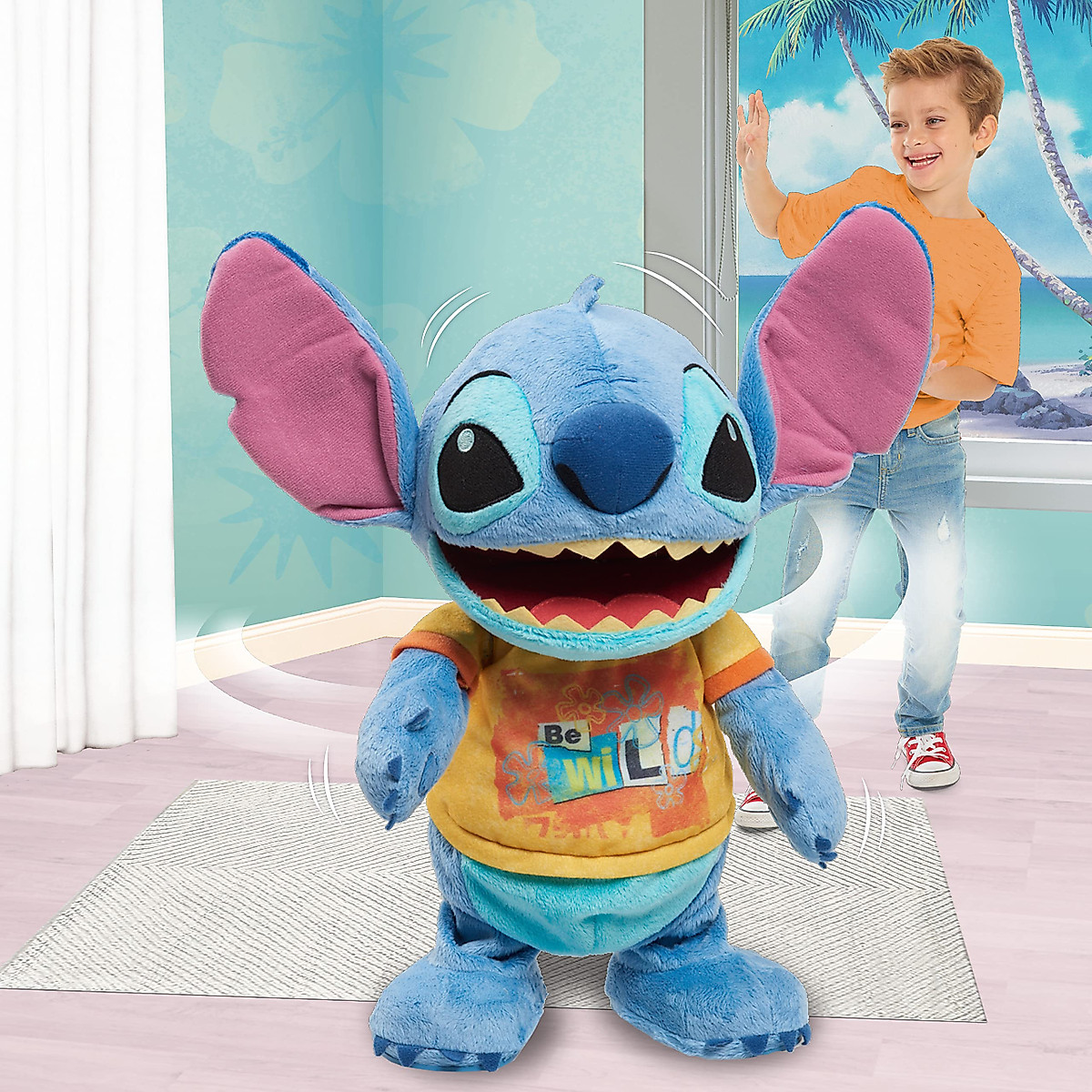 Just Play Disney Dancing & Grooving Stitch Plush with Sounds, Disney Lilo & Stitch, Kids Toys for Ages 3 Up