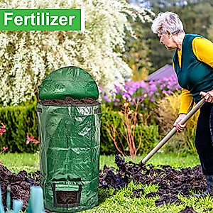 4 Pieces Compost Bin Bags Large 34 Gallon Reusable Yard Waste Bags Lawn Bags Heavy Duty Garden Bag Composting Bags Garbage Can Outdoor Container with Zipper Lid and Handles for Loading Leaf Trash