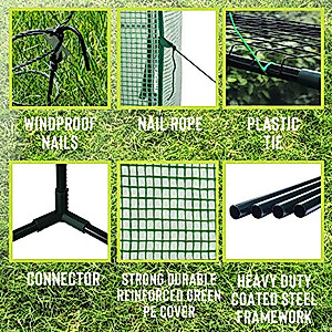 Deluxe Green House 56" W x 56" D x 77" H,Walk in Outdoor Plant Gardening Greenhouse 2 Tiers 8 Shelves - Window and Anchors Include!(Green)