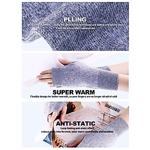 4 Pairs Cashmere Fingerless Gloves Wrist Warmers with Thumb Hole for Women and Men (7.5 x 3.5 inches)()