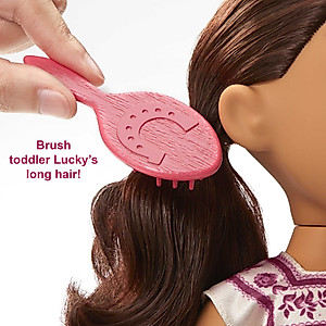 Mattel Spirit Untamed Toddler Lucky Doll (Approx. 14-in) in Jeans Outfit with Embroidery Style Fabric Top, Boots Plus Spirit Plush Figure & Brush, Great Gift for Ages 3 Years Old & Up