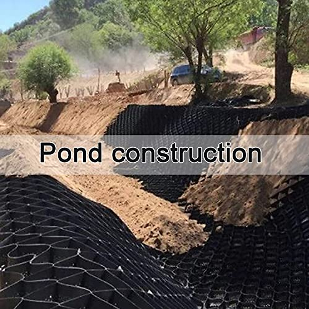 Geogrid Driveway, Ground Grid Stabilize, Geo Cell Grid Gravel Grid HDPE Material, Perfect Gravel Grid for Outdoor Parking Lots Garden Walkways (Battery *1 : 2x6m(6.5x19.6FT))