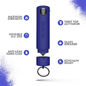 Guard Dog Pepper Spray with Window Breaker | 3-in-1 Car Safety Tool | Self Defense Keychain | Maximum Strength | 16 Feet Distance Defense (Blue)
