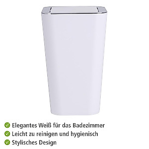 WENKO Small Trash Can with Swing Top Lid, Mini Waste Basket, Stylish Garbage Bin for Bathroom, Bedroom, Kitchen, 1.6 Gallon, 7.1 x 11.2 x 7.1 in, White