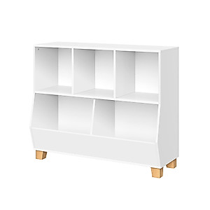 RiverRidge Kids Catch-All Multi-Cubby 35-Inch 2 Toy Organizer, White/Gray Bins