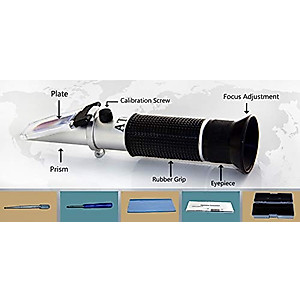 Brix Refractometer with ATC Automatic Temperature Compensation (0-32 Brix) Triple Scales Beer, Wine, Juice HomeBrew Hydrometer 3 scales