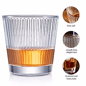 ANBFF Whiskey Glasses Set of 2, 10oz Drinking Glass Cups, Heavy Bottom Rocks Glasses, Crystal Old Fashioned Glass with Gift Box - Barware for Bourbon, Scotch, Cocktail for Men Women