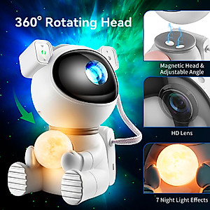 Astronaut Galaxy Projector Light, 2 in 1 Star Projector Light with Moon Lamp, Galaxy Night Light with 360° Adjustable & Remote Control, Gifts for Kids/Adults, Decor for Bedroom/Home/Party