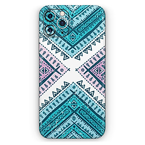 Design Skinz Ethnic Aztec Blue and Pink Point - DesignSkinz Protective Vinyl Decal Wrap Skin Cover Compatible with The Apple iPhone 7 Plus (Full-Body, Screen Trim & Back Glass Skin)
