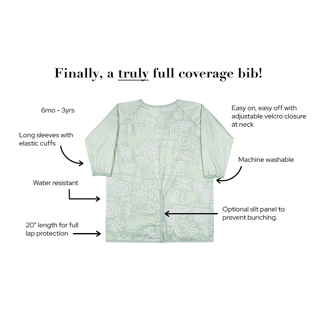 Bibbrella Baby Led Weaning Bibs with Adjustable Backing | Baby Smock Bib for Boys and Girls | 6m-3y Baby Bibs, Abstract Art