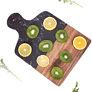 Uniharpa Cutting Board, Acacia Wood Cutting Board Solid Wood Marble Splicing Cutting Board Household Cutting Board for Meat Bread Fruits.