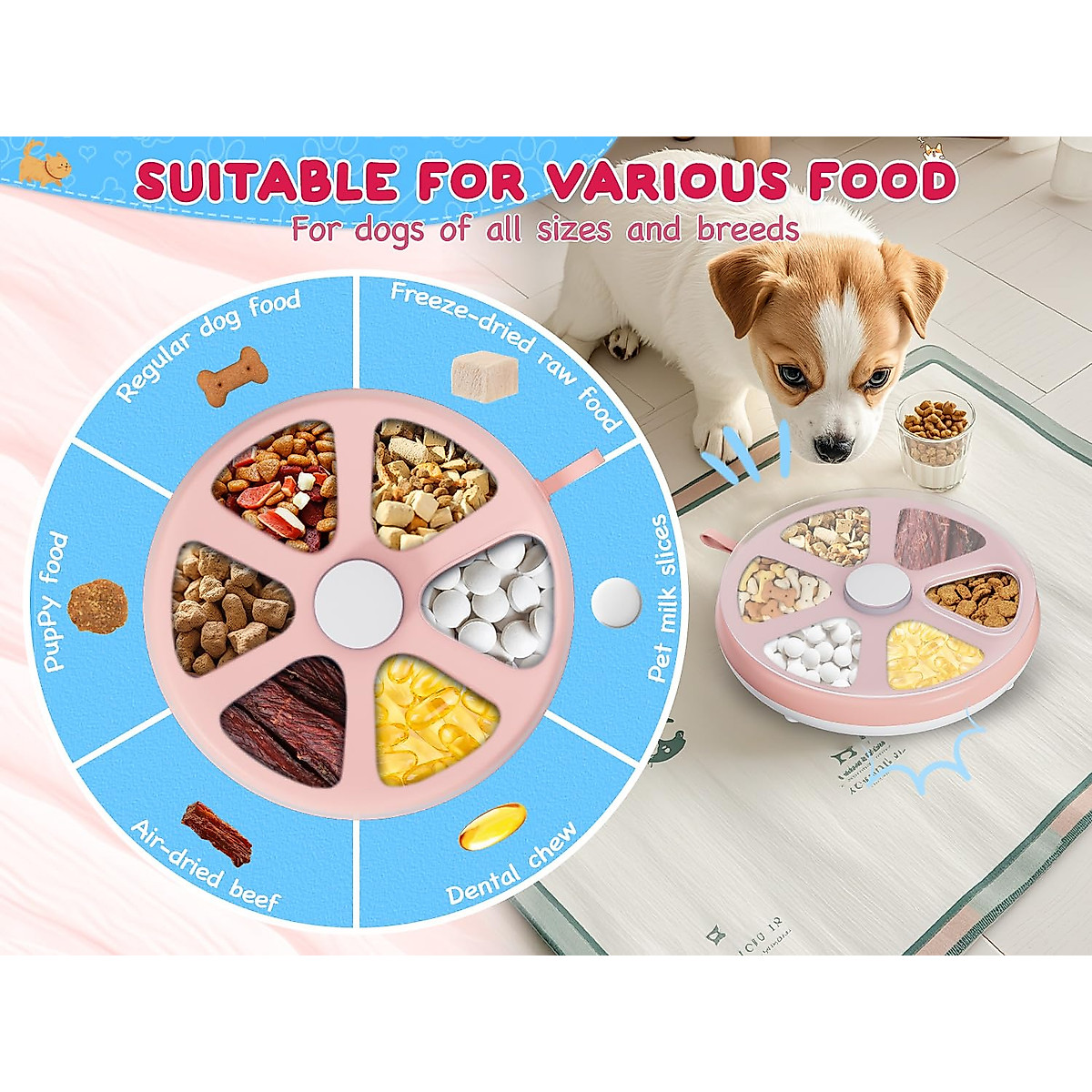 BETOPET Dog Nail Scratch Board with 3 File Papers, Multifunctional Scratch Pad & Treat Puzzle Feeder