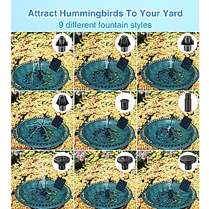 SZMP Solar Fountain 2024 Upgraded DIY Bird Bath Fountains, 1.8W Glass Panel Solar Fountain Pump with 8 Nozzles & 9.84ft Power Cord, Solar Bird Bath Fountain for Grass, Stakes, Garden, Pond (Black)