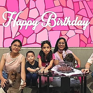 Pink Party Backdrop 70.8 x 43.3 Inch Pink Girl Party Backdrop Princess Photography Background for Pink Girl Birthday Party Decorations Happy Birthday Banner