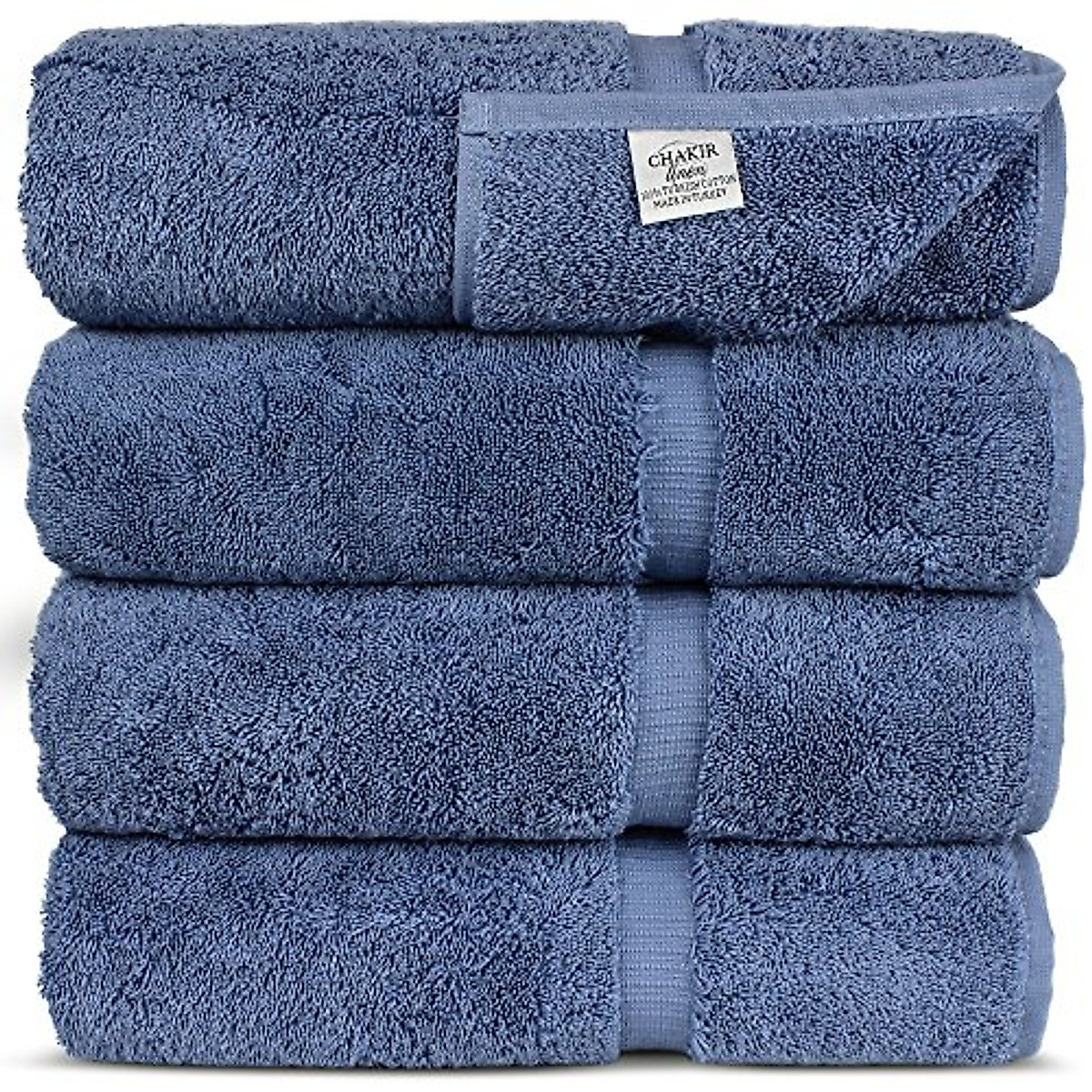 Chakir Turkish Linens 100% Cotton Premium Turkish Towels for Bathroom | 27'' x 54'' (4-Piece Bath Towels - Wedgewood)