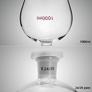 QWORK 1000ml Separating Funnel with 24/29 Joints and PTFE Plug