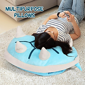 30 Inch Wearable Turtle Shell Pillows, Giant Tortoise Plush Pillow Turtle Shell Gift Stuffed Animal Costume Plush Toy Funny Dress Up, Creative Gifts for Adlut Kids Birthday Home Decor (Blue)