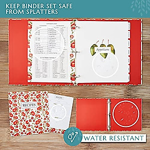 Recipe Binder – Write 100 Favorite Recipes on 50 Double Sided Blank Recipe Cards (8.5x11 in) w/ 50 Protective Sleeves & Add 200 Printed Recipes – Incl. Conversion Chart & 7 Menu Dividers