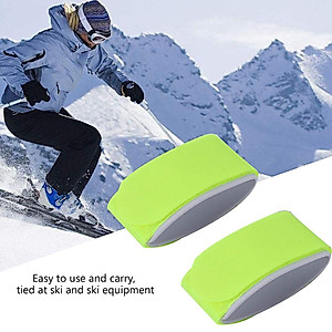 VGEBY 2 PCS Ski Straps, Multi-Purpose Adjustable Wide Hook and Loop Ski Straps Protector Pads for Race Skis, Powder Skis, Fat Skis(Yellow) Ski Strap Ski Strap Ski Strap