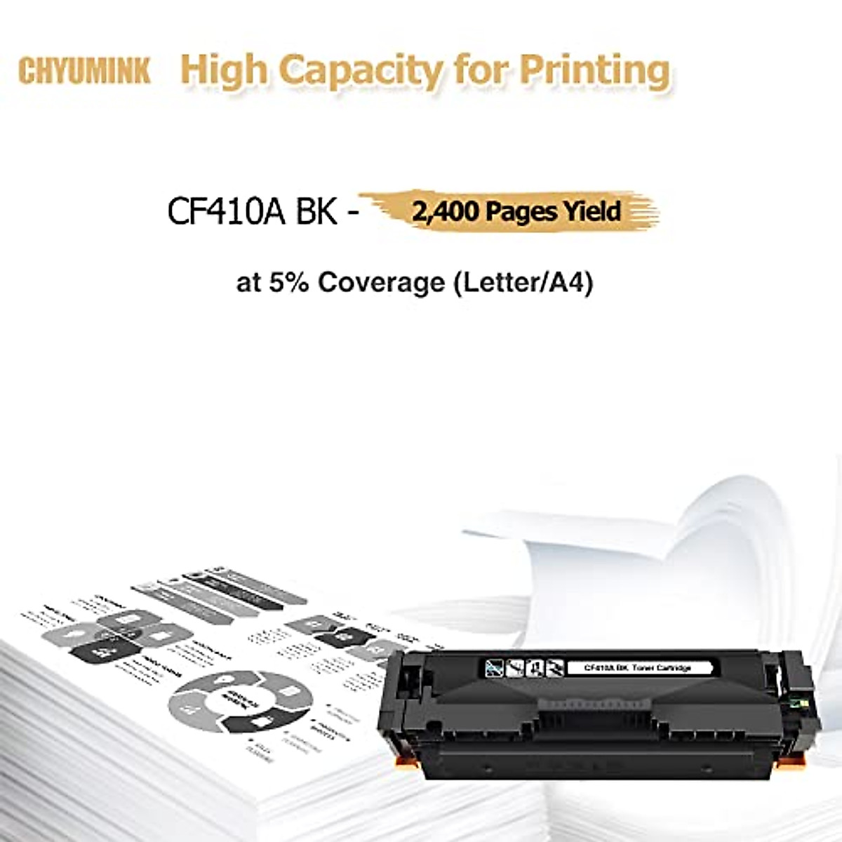 2 Pack Replacement CF410A HP 410A Black Compatible Toner Cartridges for use with HP Color Pro MFP M477fdn M477fdw M477fnw M452dn M452nw M452dw M377dw Series Printer