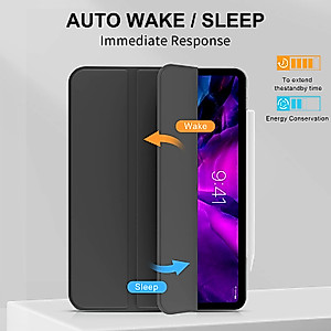 kenke Case for iPad Pro 11 Inch 4th/3rd/2nd/1st Generation (2022/2021/2020/2018 Model), Rebound Magnetic Slim Trifold Stand Smart Cover, Support 2nd Gen Pencil Charging, Auto Sleep/Wake, Black