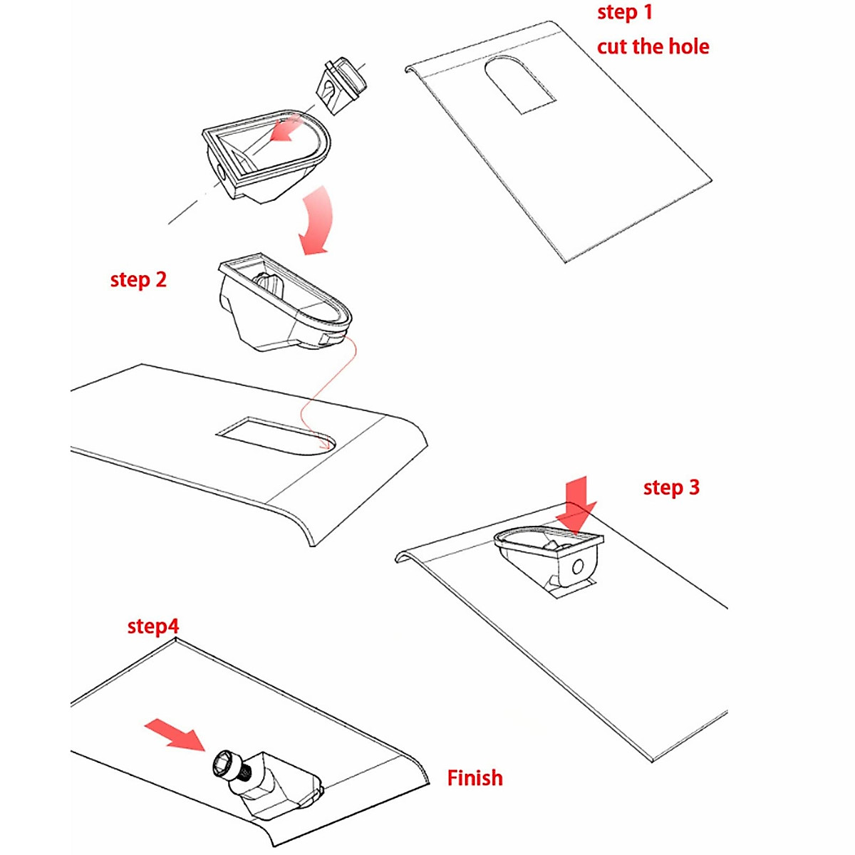 Dilwe RC Door Hinge Handle, Plastic, Car Door Hinge Handles Kit for T4 1/10 RC Vehicle Upgrade Parts, 6 Pcs/Set, Black