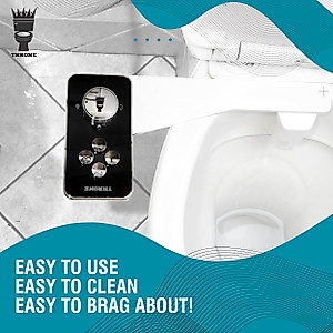 Throne Bidet Attachment for Toilet – USA Patented - Non-Electric Self Cleaning Water Sprayer Toilet Bidet Double Nozzle (Frontal & Rear Wash) Bidet Toilet Seat Attachment, Easy Install (Black)