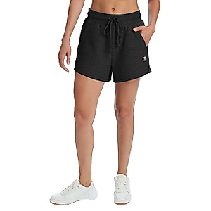 Champion Reverse Weave Fleece-Drawstring, Women’s Shorts, 3', Black C-Patch Logo, XX-Large
