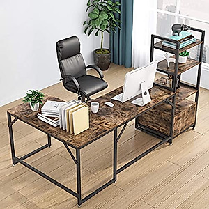 Tribesigns L-Shaped Desk with File Drawer, Reversible Corner Computer Desk with 3-Tier Storage Shelves, 85.4 inches Office Desk Computer Table Workstation for Home Office
