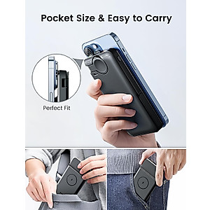 Marnana Magnetic Wireless Power Bank with Apple Watch Charger, 10000mAh Fast Charging Portable Charger Battery Pack w/Foldable Stand for MagSafe iPhone 12/13/14/15 Series & Apple Watch - Black