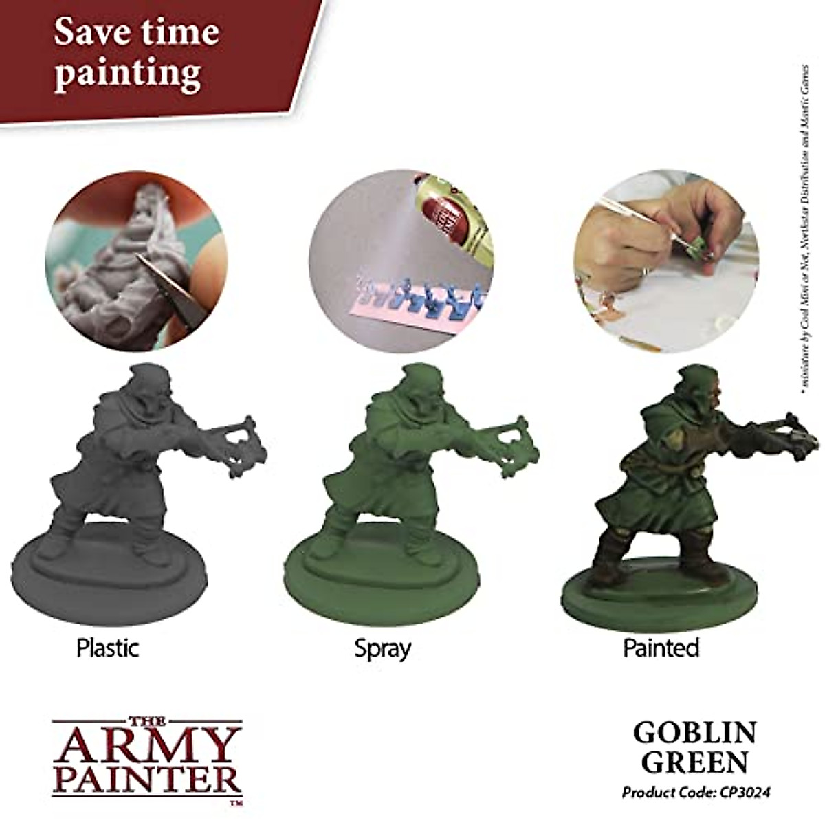 The Army Painter Color Primer, Goblin Green, 400ml, 13.5oz - Acrylic Spray Undercoat for Miniature Painting
