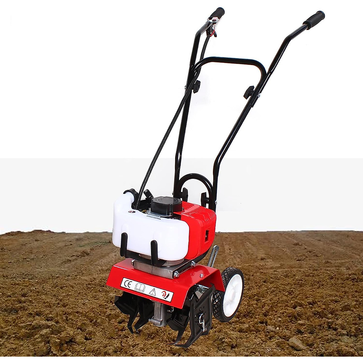 Garden Tiller Cultivator 52CC 2 Stroke Mini Gasoline Powered Soil Garden Cultivator Soil Tilling Machine Farm Plant Garden Yard Lawn Tilling,Lightweight,Hand-Push
