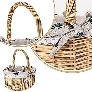 UXZDX 1 Hand Woven Picnic Basket Wicker Woven Flower Storage Basket Portable Household Basket