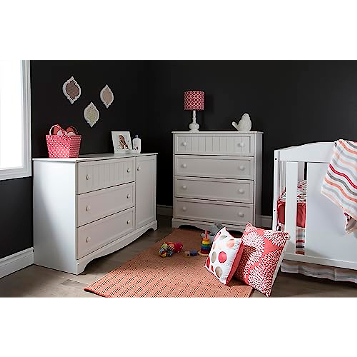 South Shore Savannah 3-Drawer Dresser with Door, Pure White