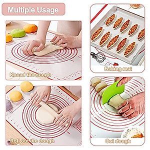 TANGN Pastry Mat Large Silicone Baking for Rolling Out Dough, Fondant Dough Kneading Cutting Non Stick Slip, Pie Bread Cookie BPA Free with Measurements, Red (20 x 28 inch) (BM-001)