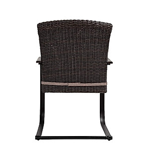 Grand patio Dining Wicker Chair Outdoor Conversation Set with Cushions 2-Piece, C-Spring Rocker Lounge Chair Set of 2 Steel Frame for Yard, Garden, Backyard, Deck, Bistro-Beige