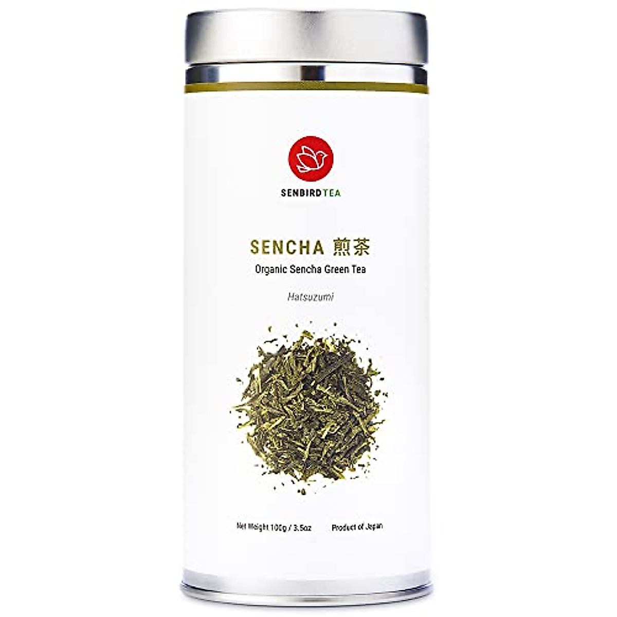 Senbird Organic Sencha - Japanese Green Tea - From Shizuoka, Japan - Loose Leaf Tea In Airtight Tea Tin (3.5oz/100g)