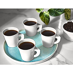 Kingzak Premium Espresso White Paper Cups with Handles - 4 oz (50 Pack) - Elegant, Eco-Friendly & Perfect for Creamy Coffee Moments