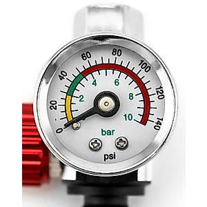 QWORK Air Pressure Regulator Kit, 1/4"-G Spray Paint Gun Air Adjusting Valve Regulator for Air Guns, Spray Guns and Air Tools, Airflow Regulator with Gauge and Adapter