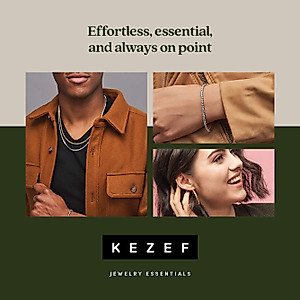 KEZEF Silver Plated Brass CZ Tennis Bracelet - Round 8mm Simulated Blue Sapphire & Round 5mm White CZ-7 Inch