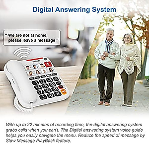 VTECH SN1127 Amplified Corded Answering System. 8 Photo Speed Dial, 90dB Ringer Volume, Big High-Contrast buttons, Audio Booster(+40db), Visual Ringer. Perfect for Seniors, Visually & Hearing Impaired
