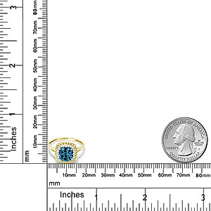 Gem Stone King 10K Yellow Gold Gemstone Birthstone and White Diamond Engagement Ring | Cushion 7MM | Wedding Engagement Anniversary Promise Gold Ring For Women