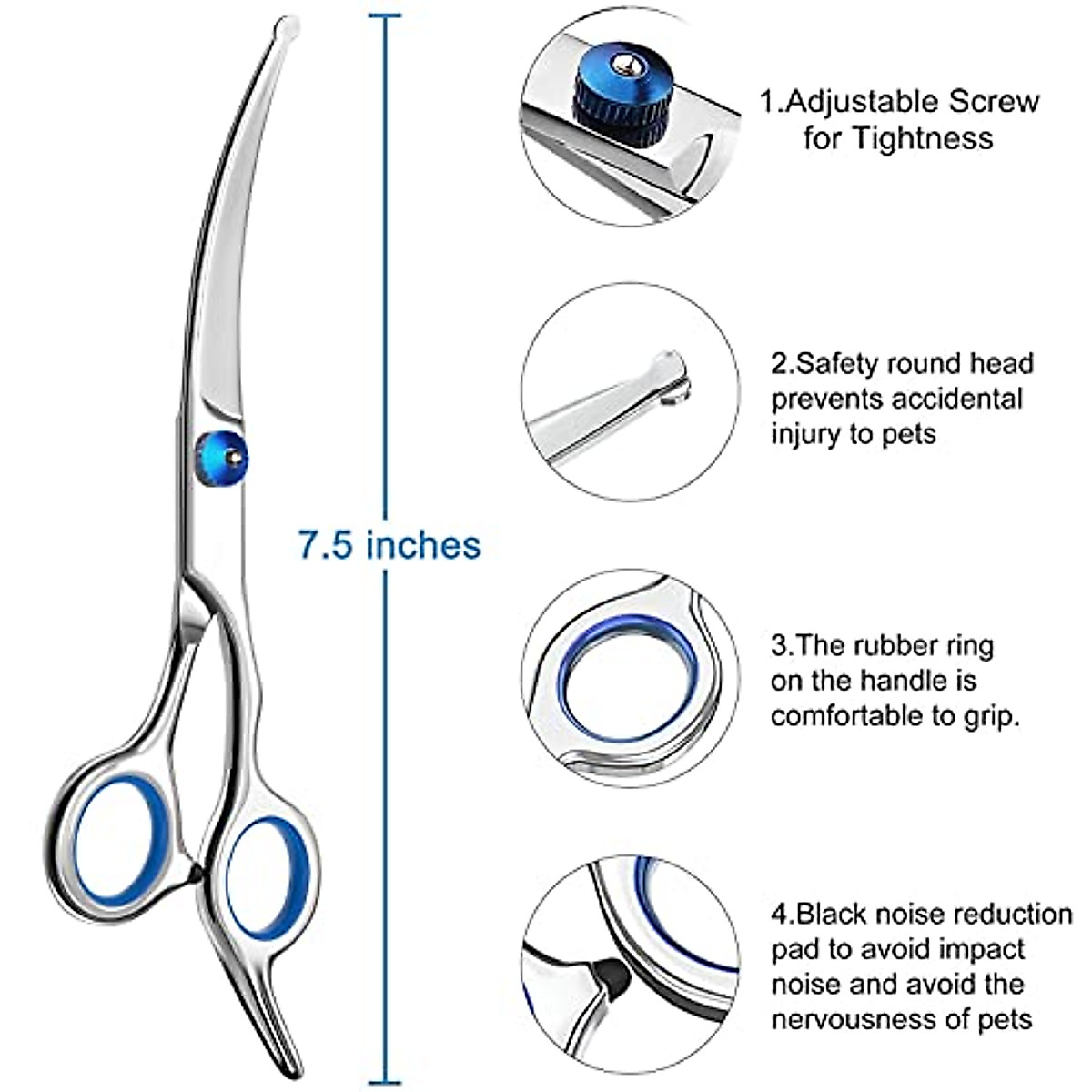 Pets vv 3 Pack Dog Grooming Scissors with Safety Round Tip, Perfect Stainless Steel Up-Curved Grooming Scissors Kit Thinning Cutting Shears Comb Pet Dog Grooming Supplies Trimmer for Dogs and Cats