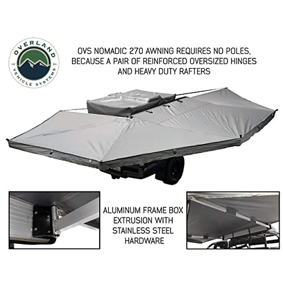 Nomadic OVS Awning 270 Passenger Side - Dark Gray Cover with Black Cover Universal