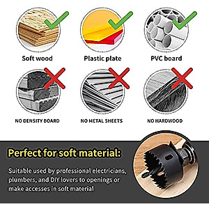 Hole Saw kit, Jellas 20PCS Hole Saw Set with 14Pcs Saw Blades, General Size 3/4" to 5", 2 Mandrels with Drill Bits, 1 Installation Plate, 1 Hex Key, 1 Storage Case, Ideal for Wood, PVC Board, Plastic