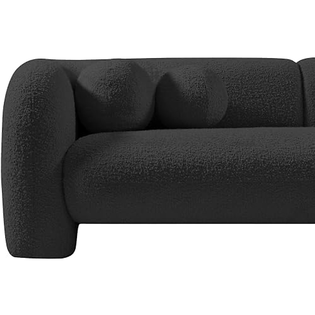 Meridian Furniture 139Black-S Emory Collection Art Deco Boucle Fabric Upholstered Sofa with Rich Black Boucle Fabric, Ball Pillows Included, 89" W x 34" D x 27" H, Black