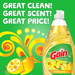 Gain 97625 Ultra Liquid Dishwasher Detergent, Lemon Zest Scent