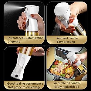 200ml Glass Olive Oil Sprayer Mister, Oil Spray Bottle for Cooking, Salad Dressings, Baking, Frying and More, Chefs No. 1 Kitchen Small Appliances, Small glass Bottles Handy for Women (White - Glass)